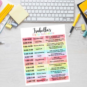 Kids School Schedule Printable Rainbow Schedule for Kids Daily Schedule ...