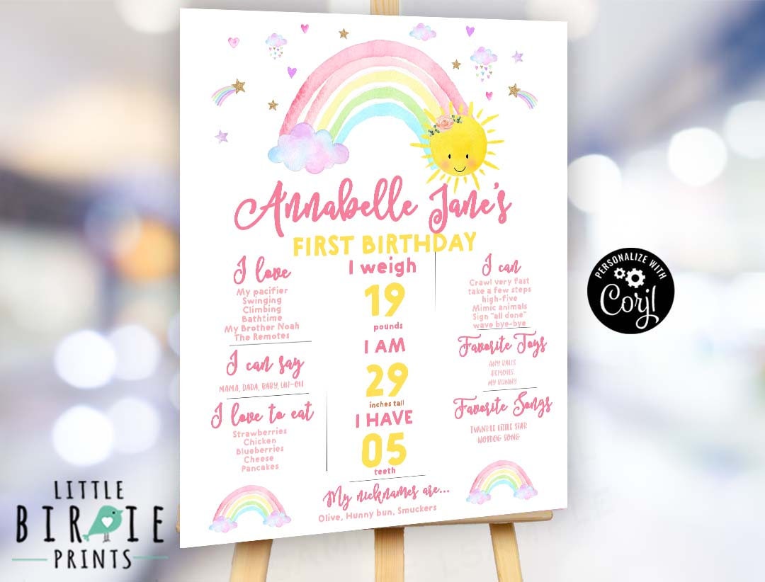 Sunshine and Rainbows First Birthday Party Sunshine Birthday Milestone ...