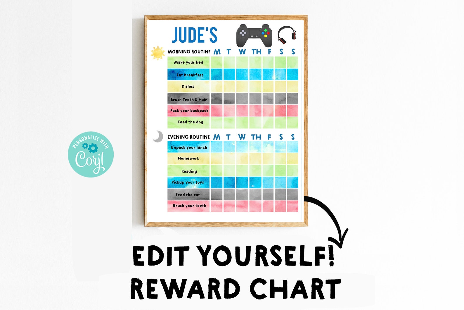 Video Game Reward Chart Chore Chart Boys Morning Evening - Etsy