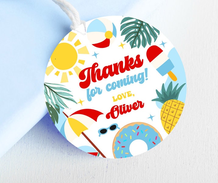 Pool Party Birthday Favor Tags, Two Cool Party Favor Tags, Dive Into ...