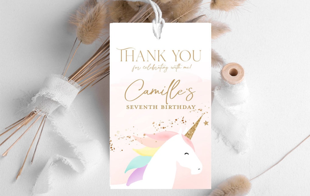 Unicorn Party Favor Tags, Unicorn Birthday Party Favor Tags, Unicorn ...