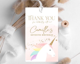 Unicorn Party Favor Tags, Unicorn Birthday Party Favor Tags, Unicorn ...