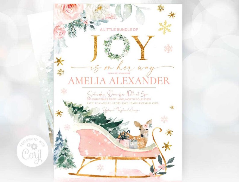 Editable Bundle of JOY Baby It's Cold Outside Invitation - Etsy