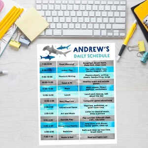 Boys School Schedule Printable Shark Schedule for Kids Daily Schedule ...