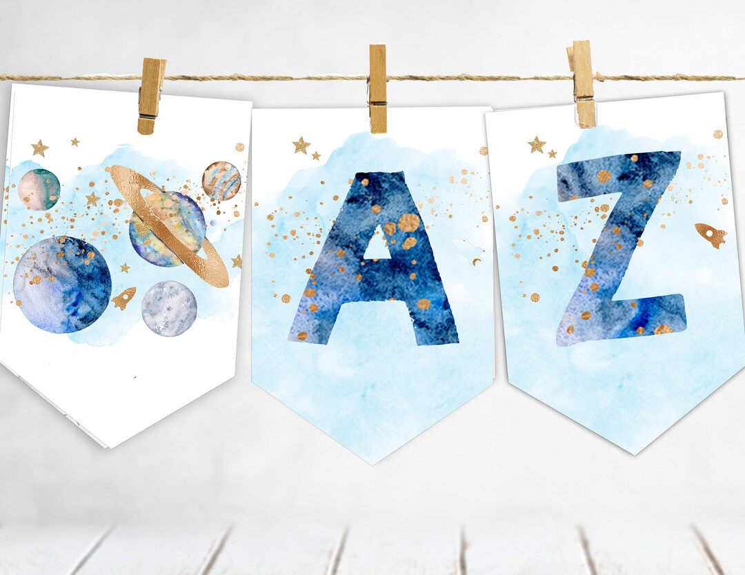 Printable Space Banner, Astronaut Baby Shower or Birthday Party Banner ...