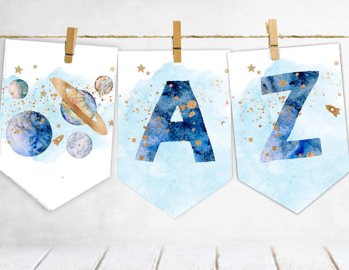 Printable Space Banner Astronaut Baby Shower or Birthday - Etsy