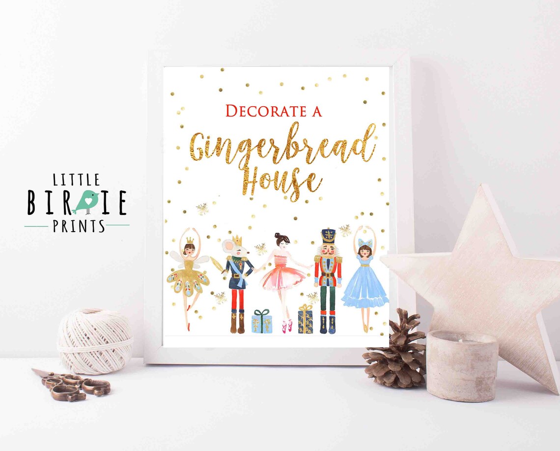 NUTCRACKER Birthday Party Sign Decorate a Gingerbread House - Etsy