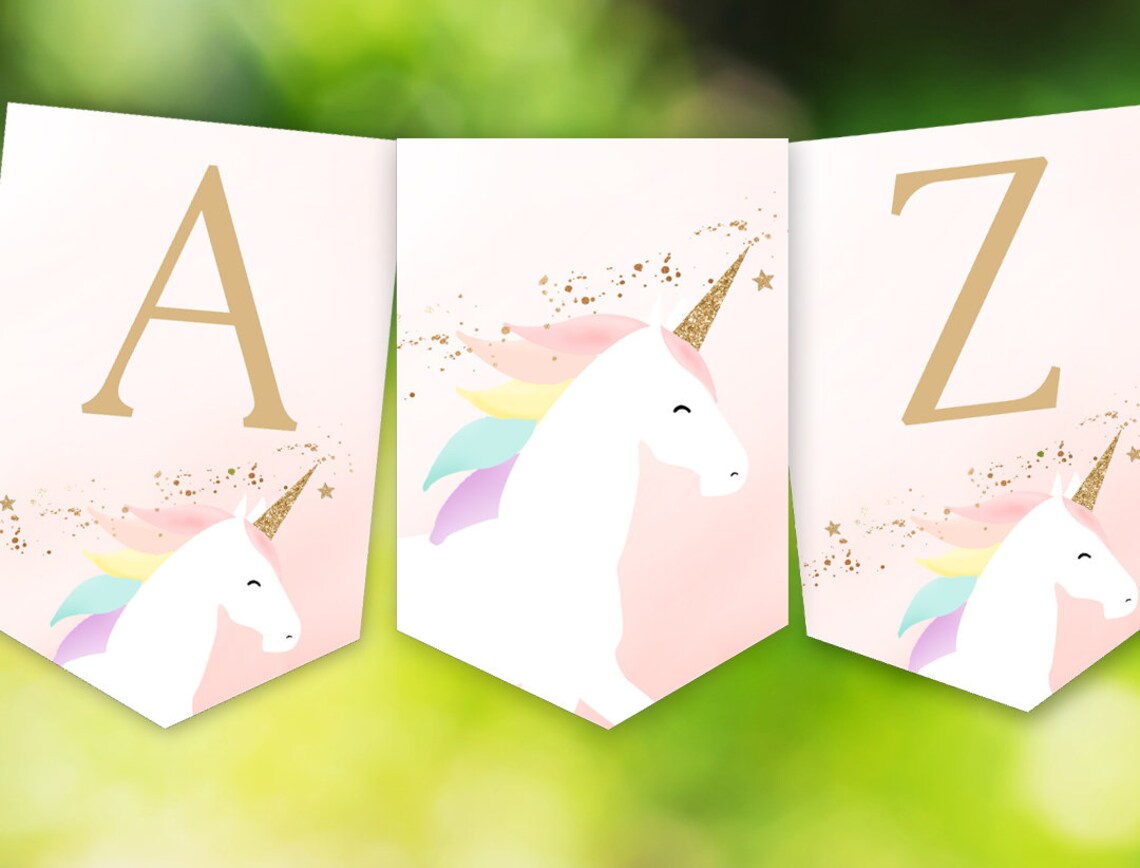 Printable Unicorn Banner Unicorn Birthday Party Banner ABC - Etsy