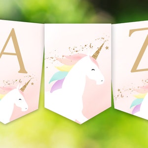 Printable Unicorn Banner, Unicorn Birthday Party Banner ABC, Unicorn ...