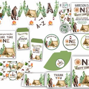 One Happy Camper First Birthday Decorations Banner / Camping Hunting ...