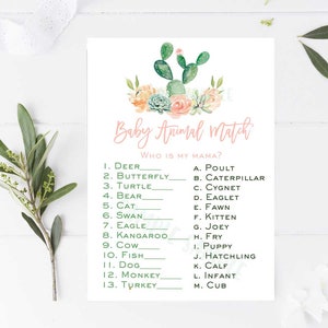 Cactus Baby Shower Game Nursery Rhyme Quiz Pink Cactus - Etsy