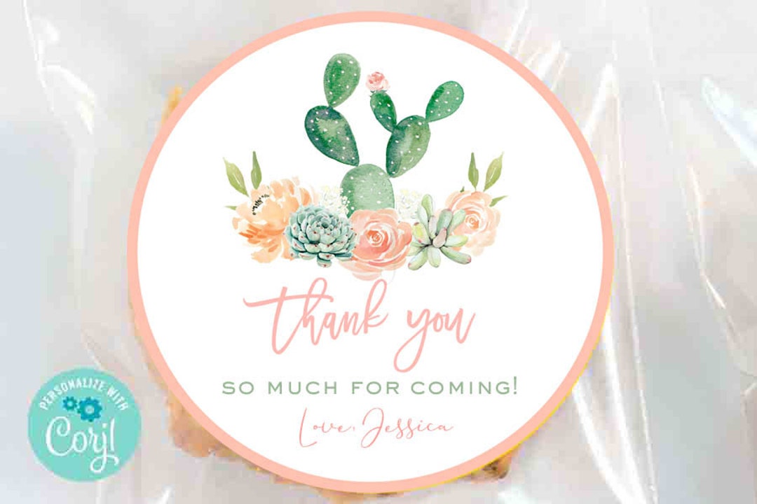 Editable Cactus Sticker, Editable Birthday Party Cactus Sticker ...