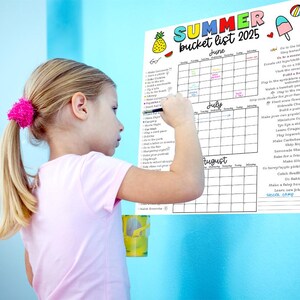 Kids Summer Activity Poster Printable, 2025 Kid's Summer Bucket List ...