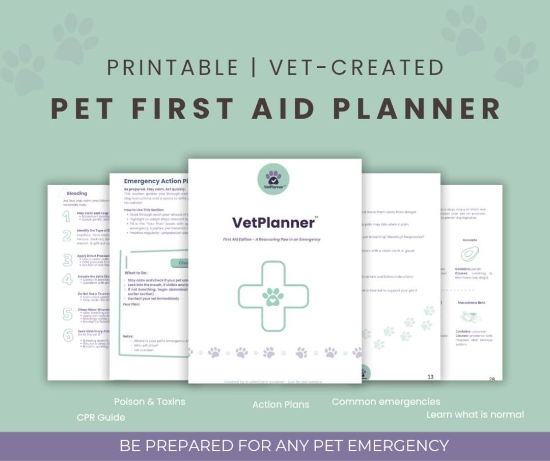 Vet-designed Pet First Aid Planner: Emergency Guide for Dogs & Cats ...