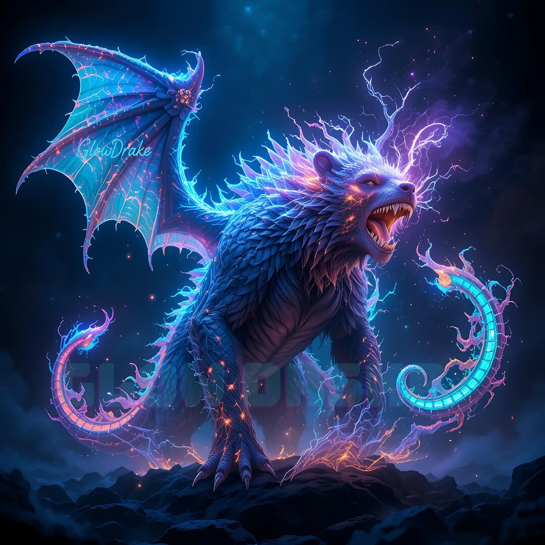 Mythical Creature Digital Art, Fantasy Animal Printable, Mythical Beast ...