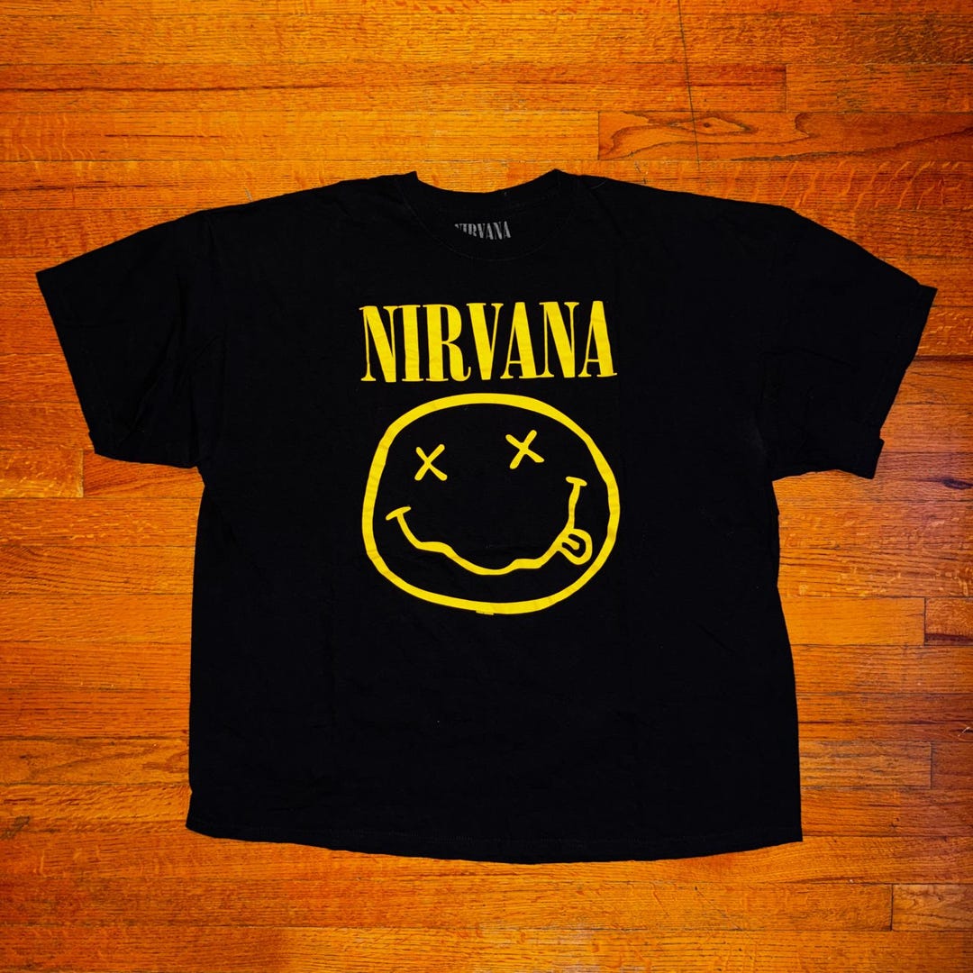 Nirvana Smiley Face Band T Shirt Black Mens 2XL - Etsy