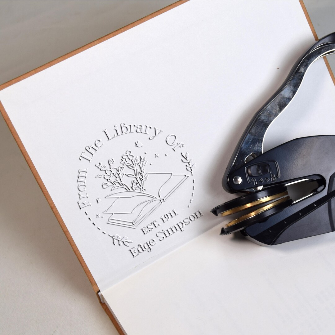 Personalized Book Embosser: Custom Library Stamp, Book Lover Gift - Etsy