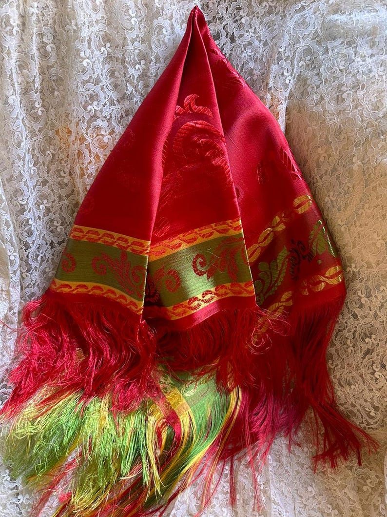 Red Amazigh Scarf Berber Foulard Sabniya Tasbenet Handmade Moroccan ...