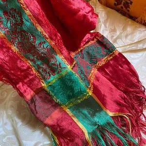 Red Amazigh Scarf Berber Foulard Sabniya Tasbenet Handmade Moroccan ...