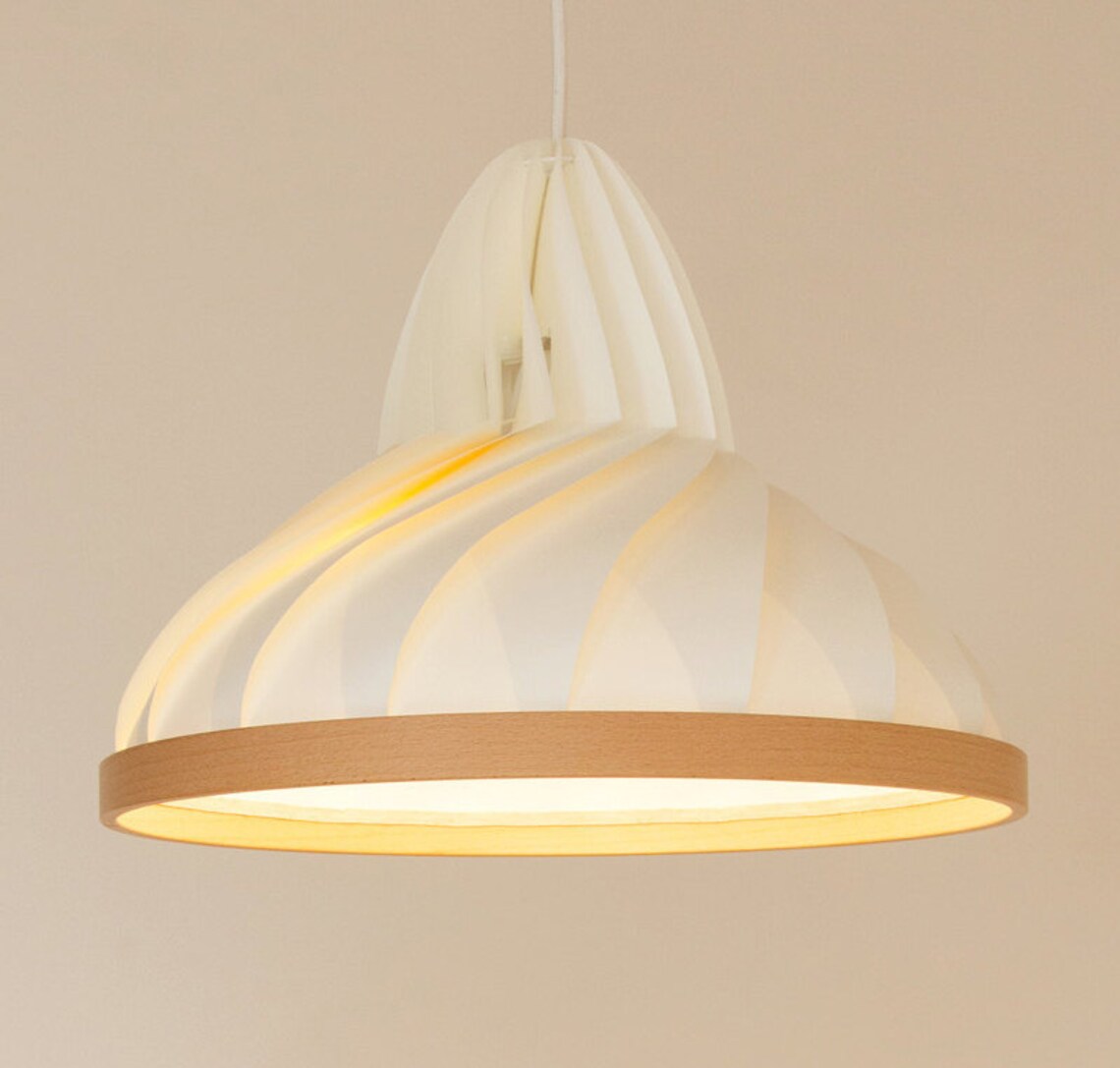 NEW: Paper and Wood Lamp Wave White - Etsy