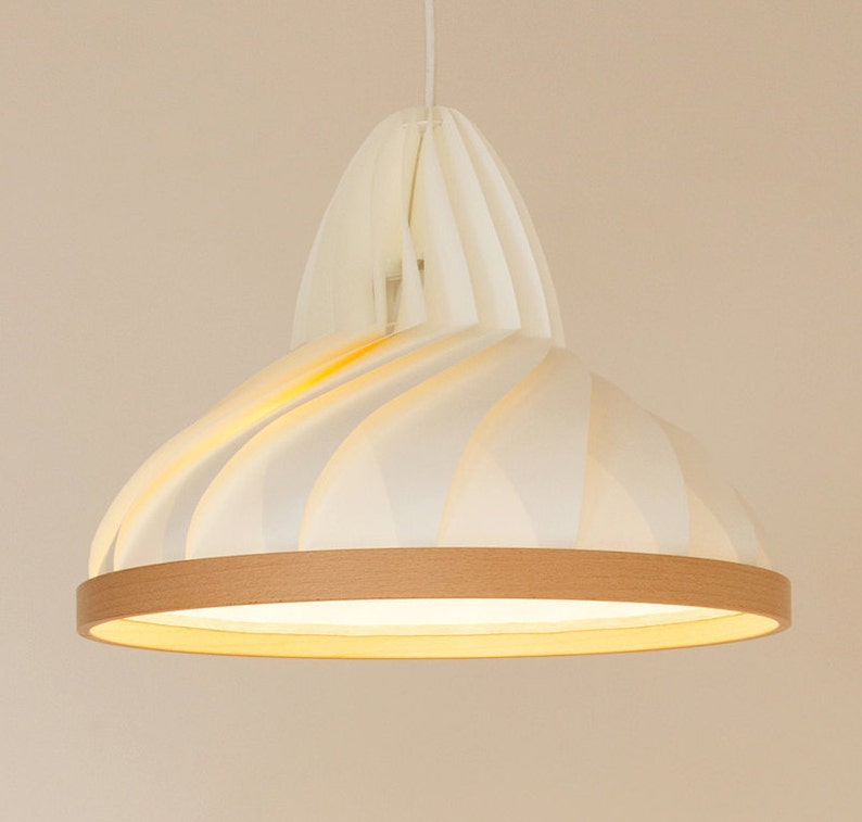 NEW: paper and wood lamp Wave white | Etsy