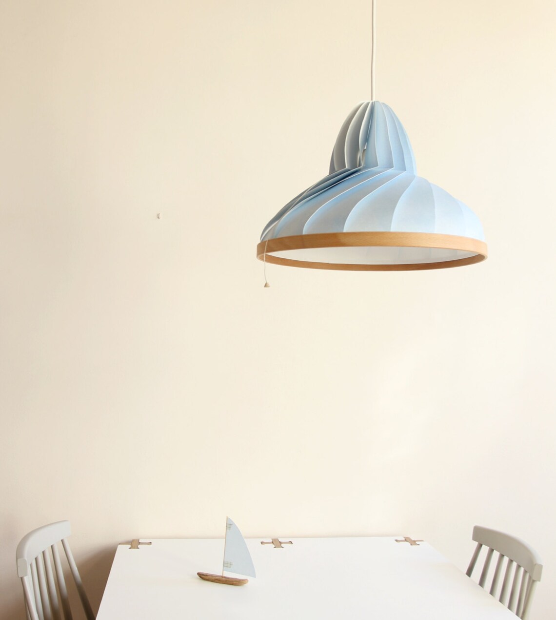 NEW: Paper and Wood Lamp Wave White - Etsy