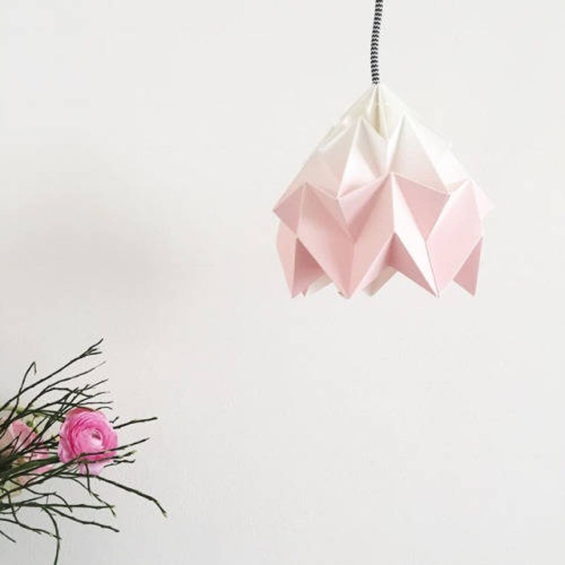 Origami Lamp Shade Moth Gradient Blush Pink - Etsy