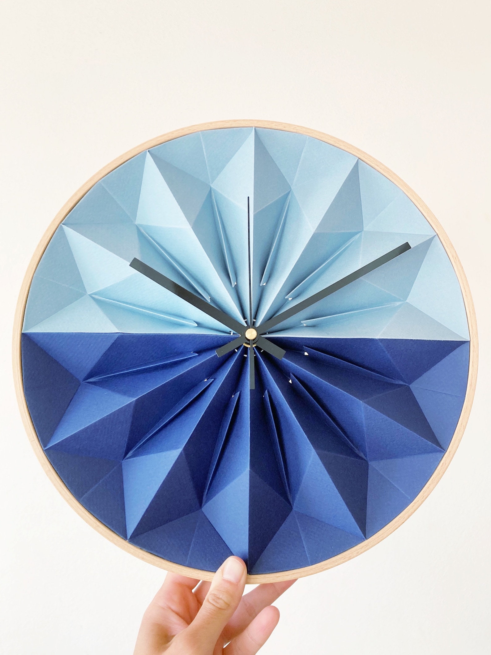 Wooden Paper Origami Wall Clock Light Blue and Cobalt Blue, by Studio ...