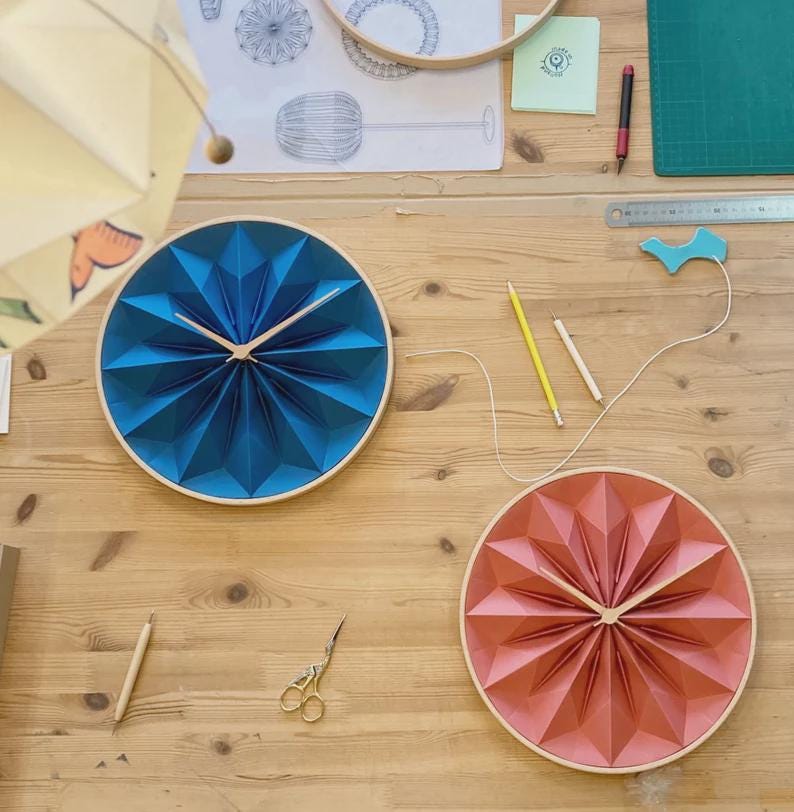 Wooden Origami Wall Clock - Etsy