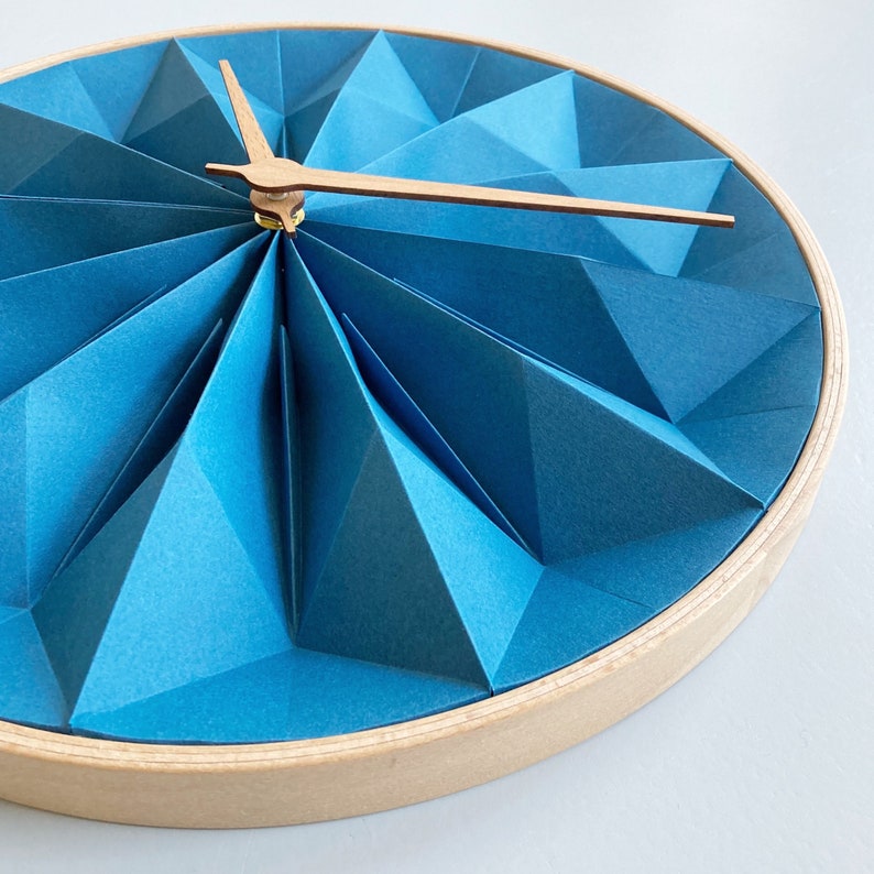 Origami Paper Clock, Beech Wood Frame, 1st Anniversary Gift - Etsy
