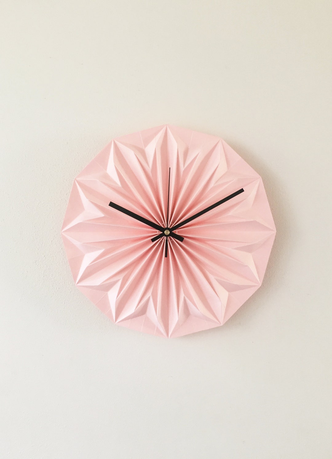 Origami Wall Clock, Pastel Pink - Etsy