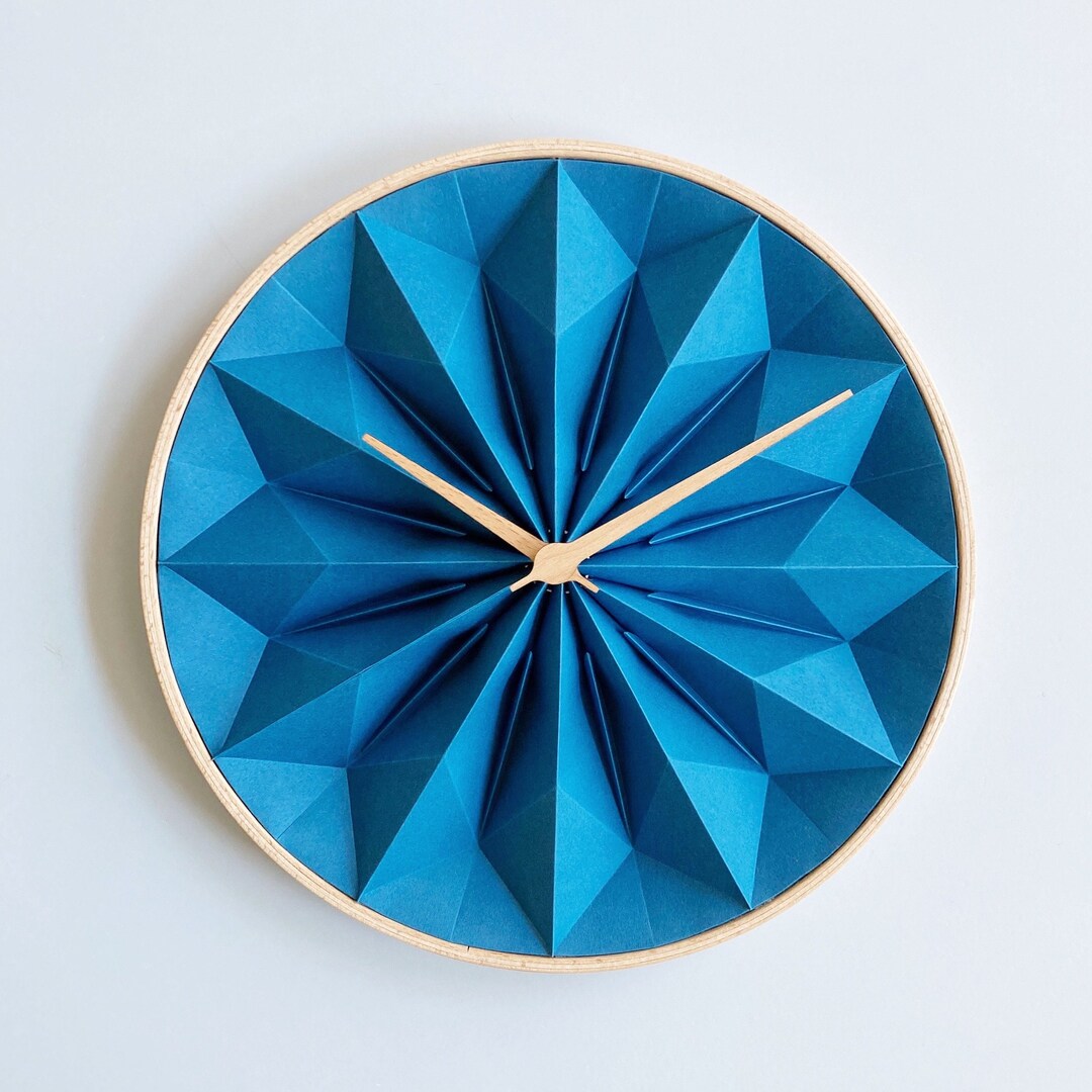 Origami Paper Clock, Beech Wood Frame, 1st Anniversary Gift - Etsy