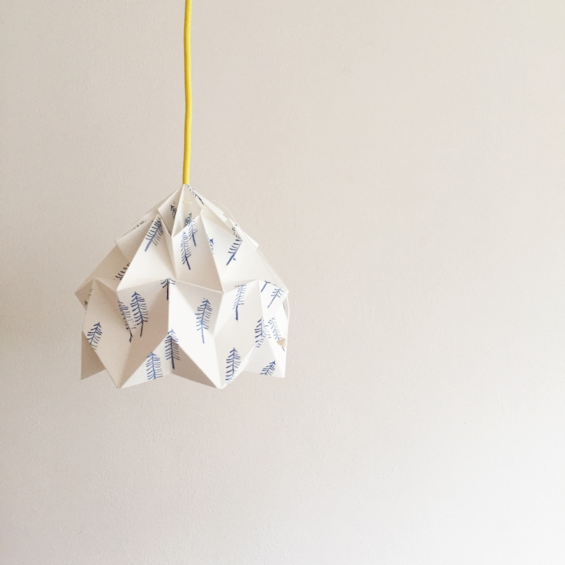 Origami Lamp Shade Moth Hand Printed Limited Edition With Pine - Etsy