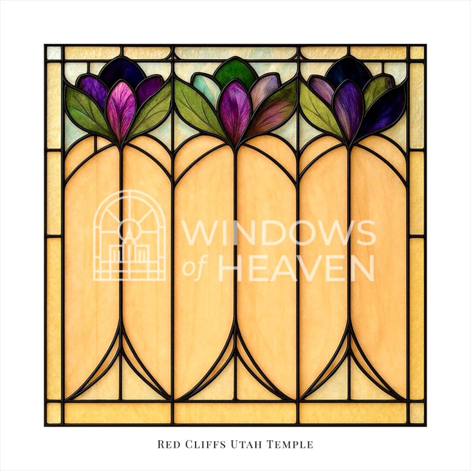 Red Cliffs Utah Temple Stained Glass Art Print – LDS Temple Digital ...