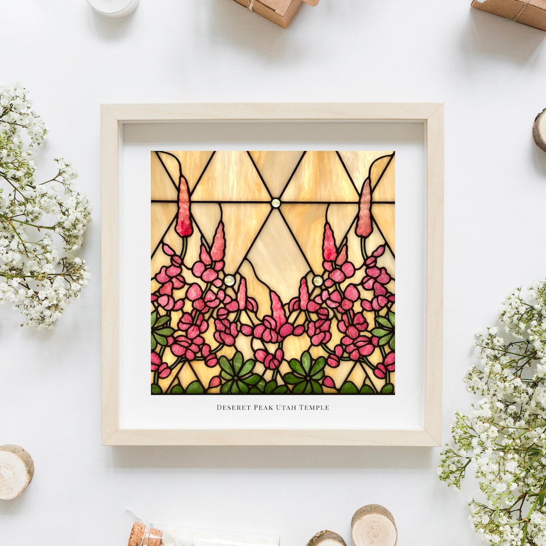 Deseret Peak Utah Temple Stained Glass Art Print – LDS Temple Digital ...