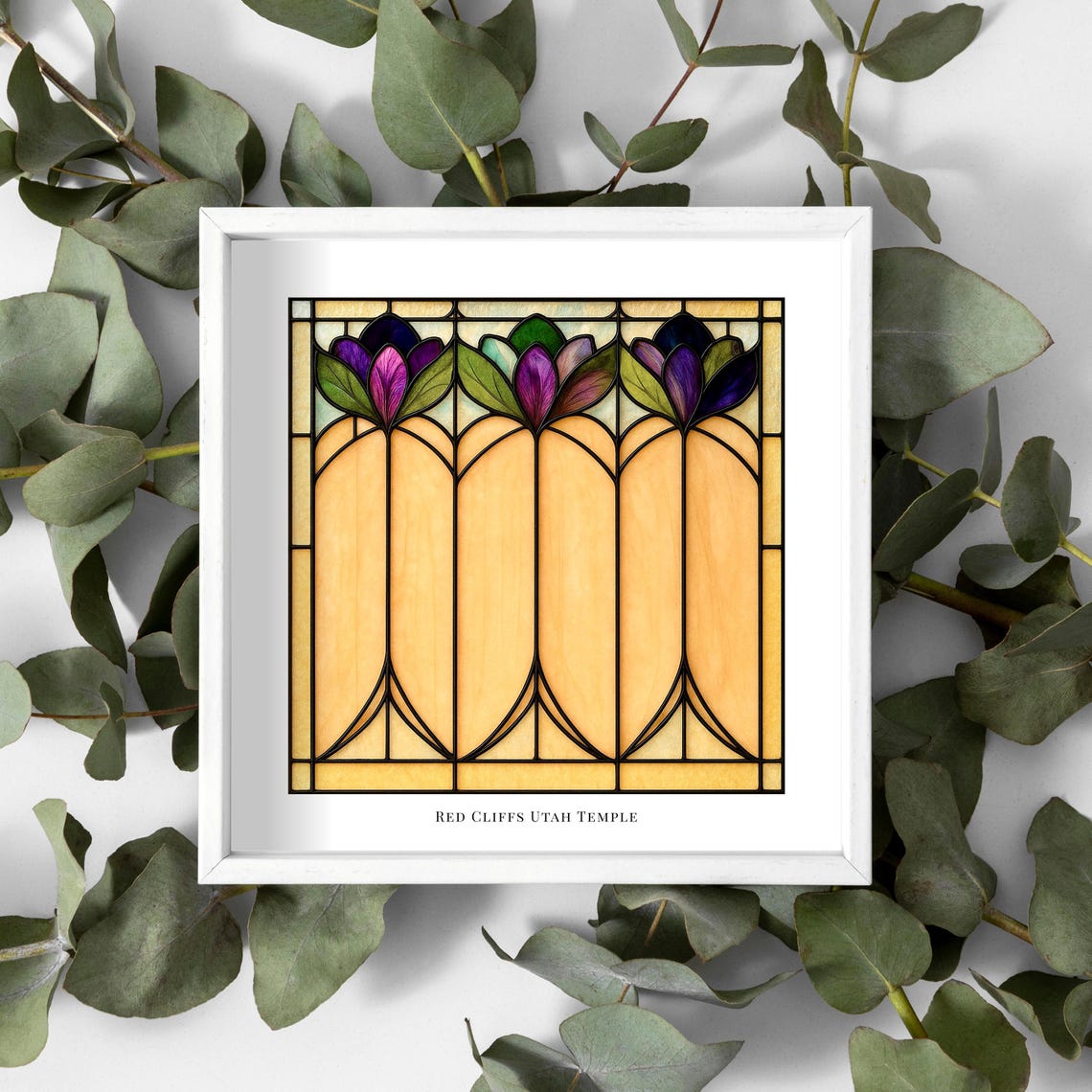 Red Cliffs Utah Temple Stained Glass Art Print – LDS Temple Digital ...