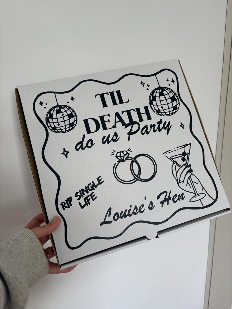 Personalised Pizza Box, Wedding Hen Party Favour, Custom Event Keepsake ...