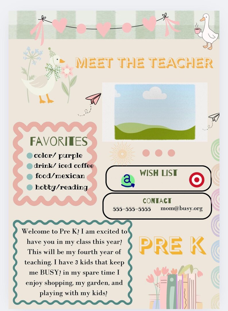 Meet the Teacher Template - Etsy