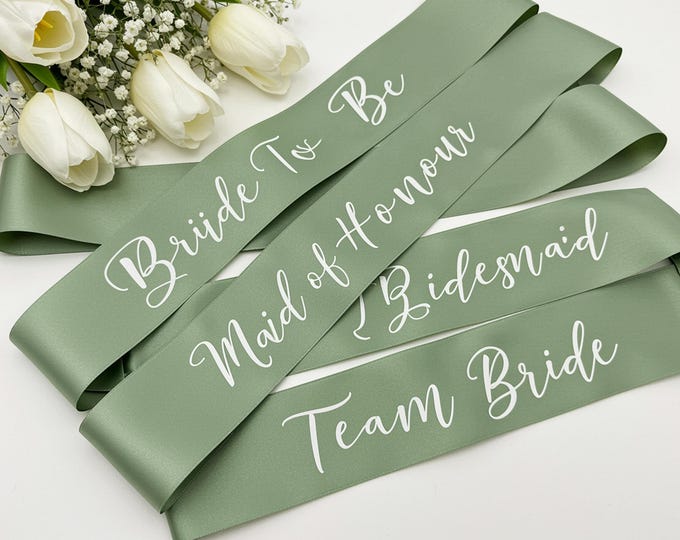 6 Team Bride Sashes - Sage Green Paper Floral Sashes - Etsy