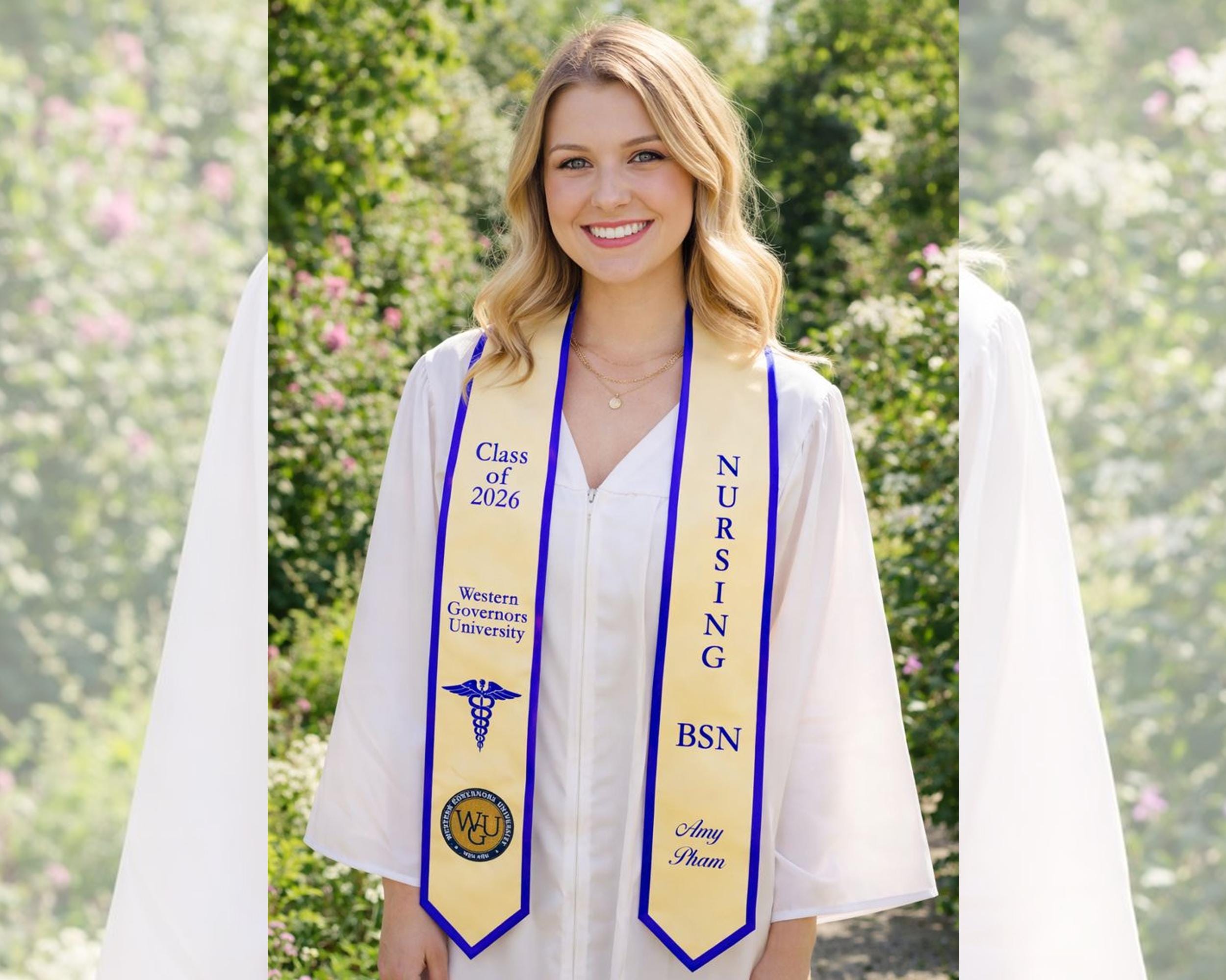 Custom Embroidered College Sash With Name, Degree & School Logo ...