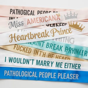 Fun Glitter Sashes Featuring Edgy, Iconic Sayings – Perfect for Parties ...