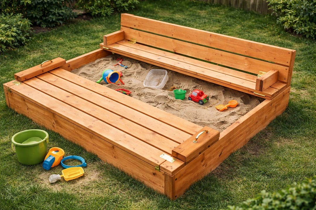 Sand Box With Built-in Seats Plan | DIY Kids Sandbox PDF - Etsy