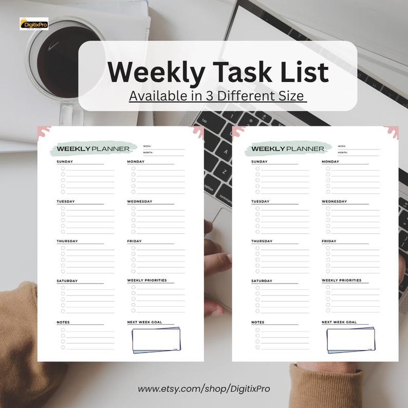 Minimalist Weekly Task Planner: Printable PDF Template - Etsy