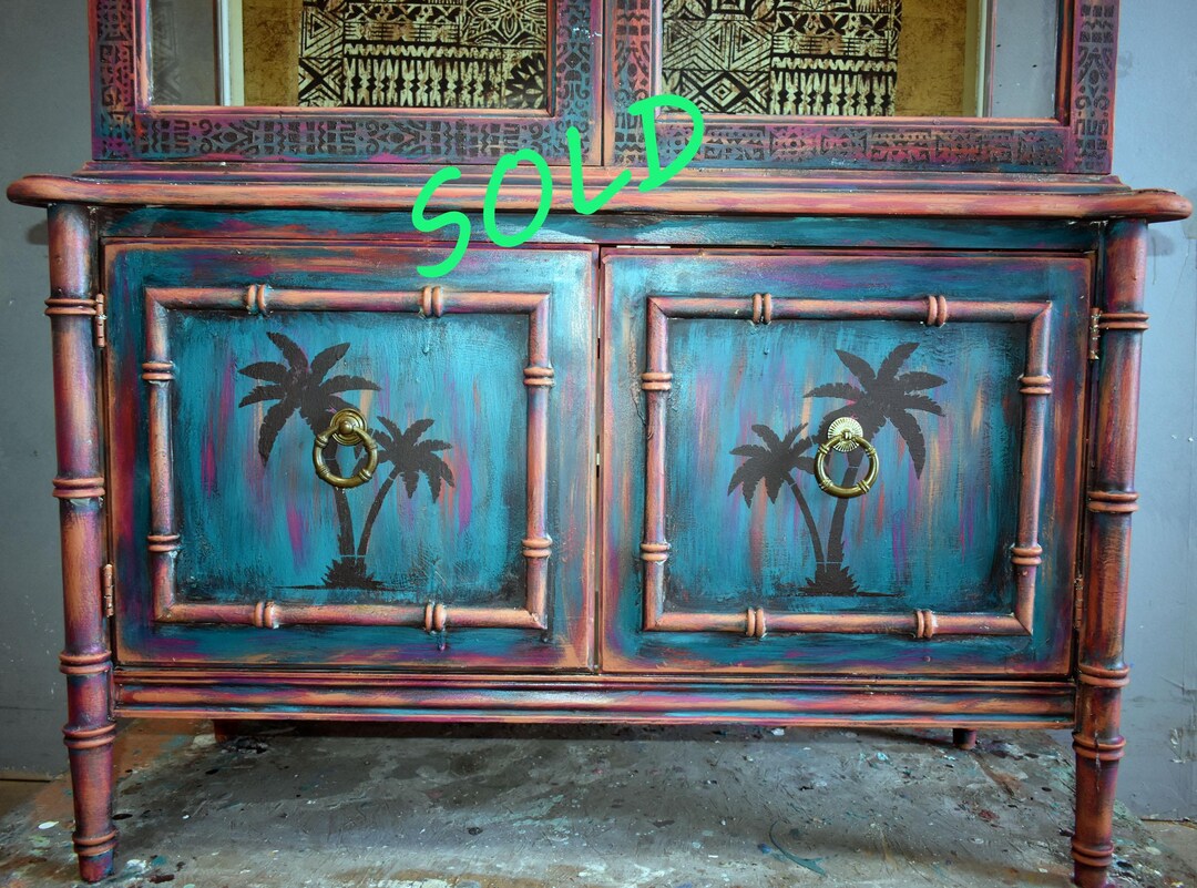 Hand Painted Tiki Bar Polynesian Jungalow Cabana Decor Designer Bar ...