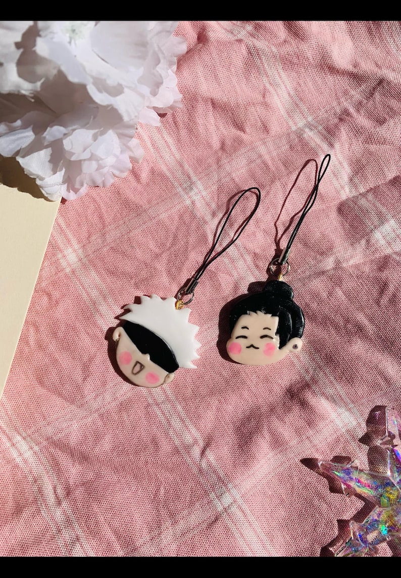 Gojo & Geto Anime Phone Charms: Chibi Kawaii Polymer Clay - Etsy