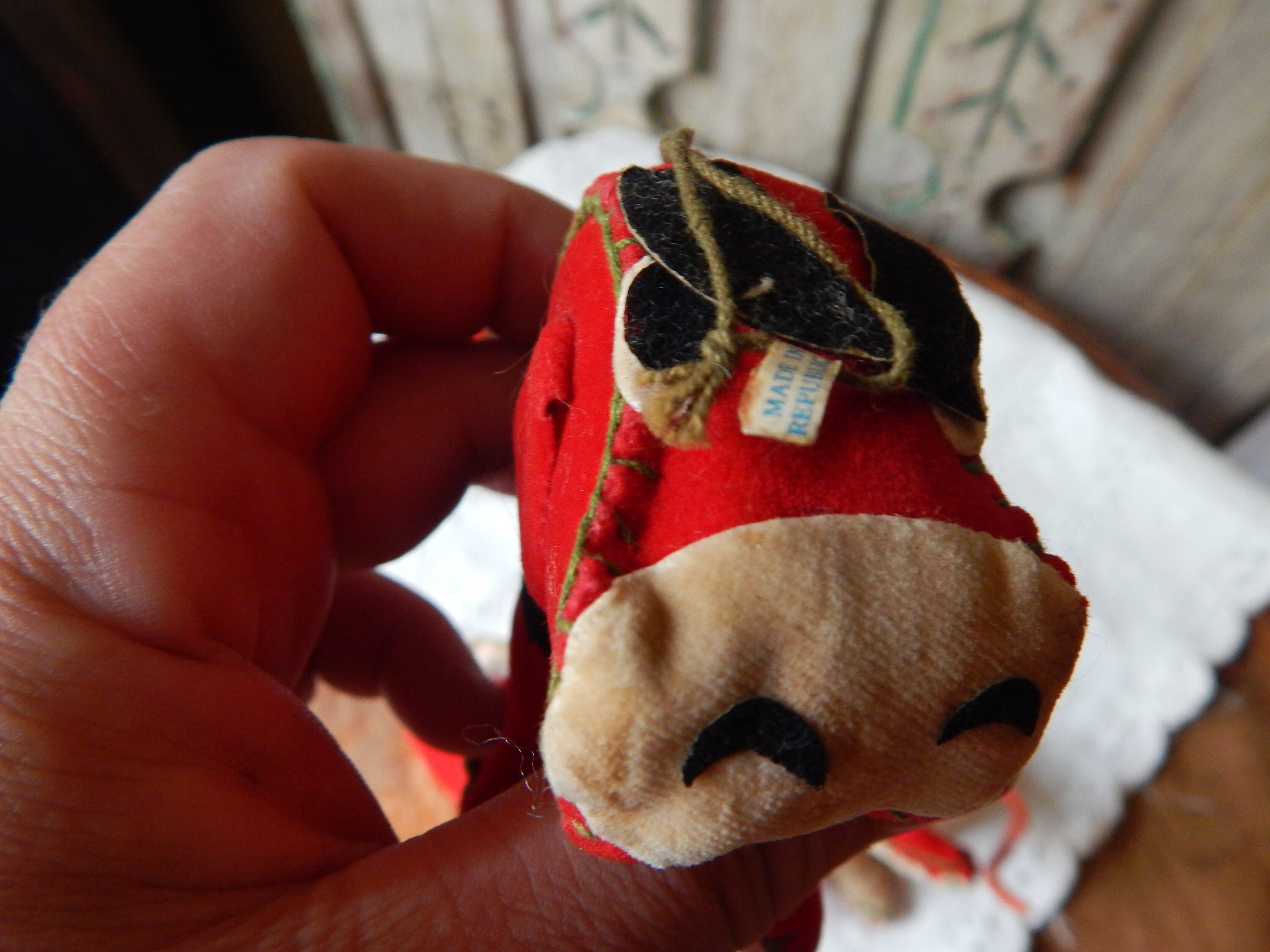 Vintage Retro Christmas Kitsch Red Velvet Ornaments Animals - Etsy