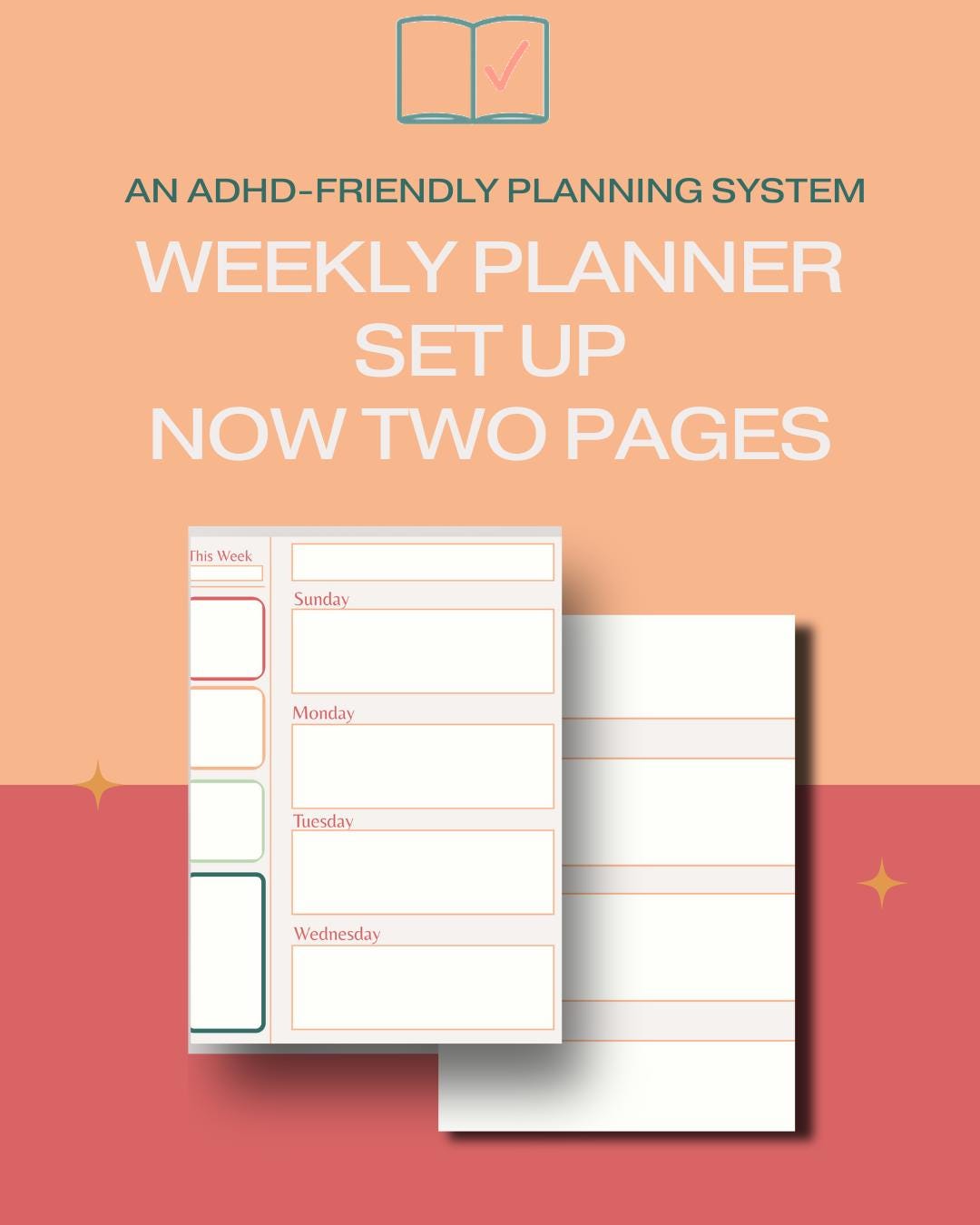 ADHD Weekly Planner Printable: Spacious 2-page Layout (digital Download ...