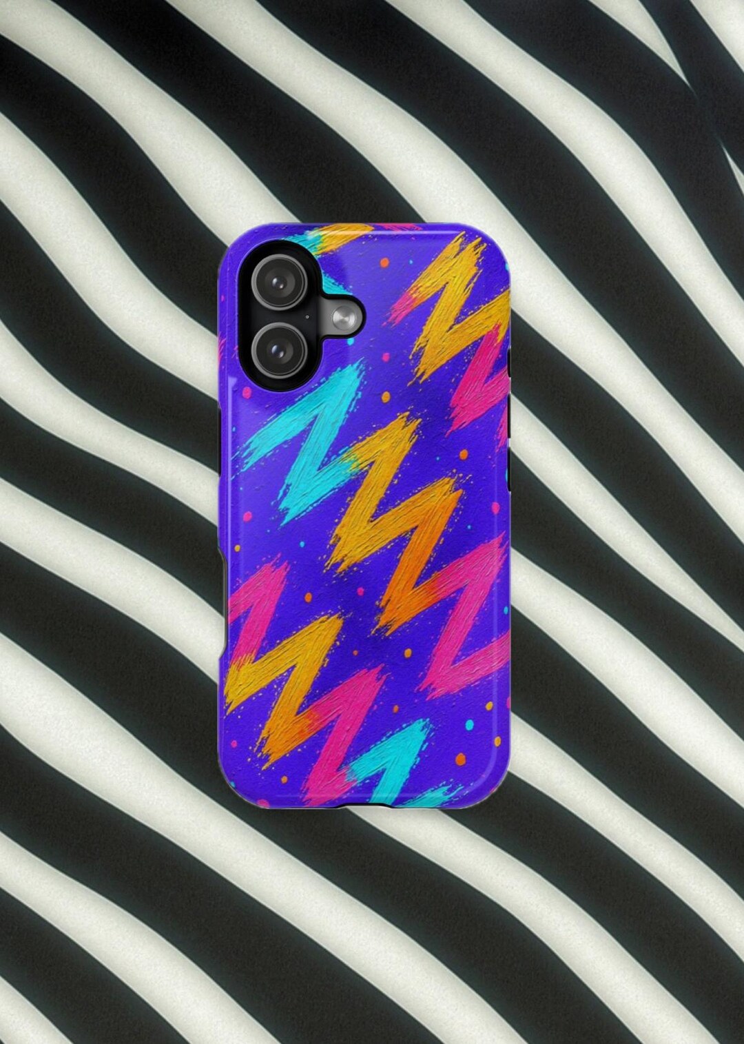 Y2K Neon Zig Zag iPhone Magsafe Case – Retro Aesthetic Phone Cover Gift ...