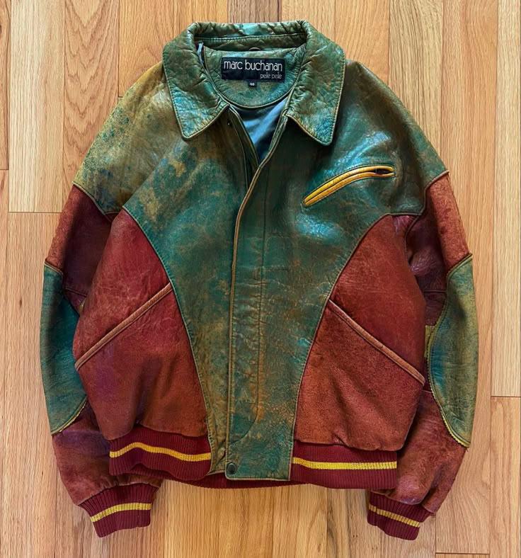 Handmade Two Tone Green and Red Leather Jacket Men, Old Money Jacket ...