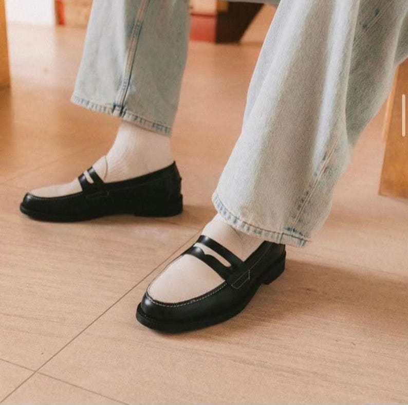 Handmade Two Tone Genuine Leather Loafers Men, Slip on for Men, Mens ...